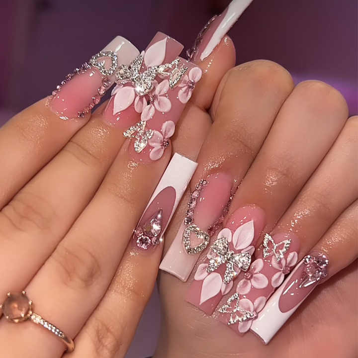 Foreverlucky Fashion Long Square Fingernails Art French Tips