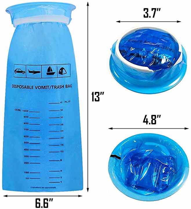Disposable Blue Emesis Bag - Vomit Collection Made Easy