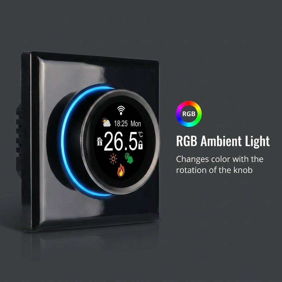 Smart Tuya WiFi 1.28inch TFT Knob Thermostat for Electric Heating 3A ...