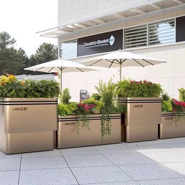 Rectangular Large Outdoor Metal Tree Planter Boxes Garden Hall Metal ...