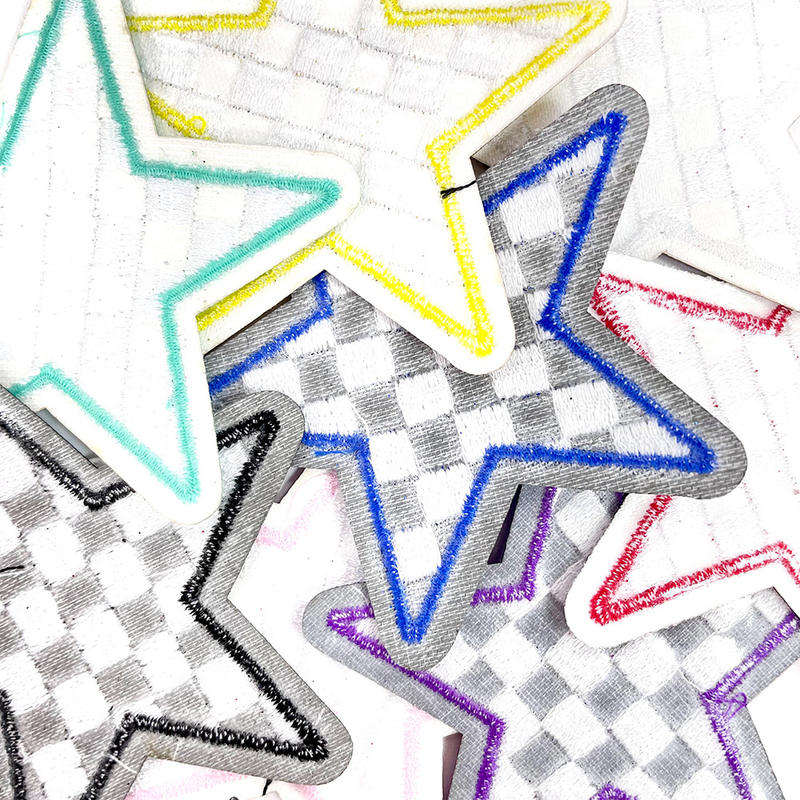 Trendy Checkered Star Embroidery Patch Iron-On Flower Shape for Women's ...