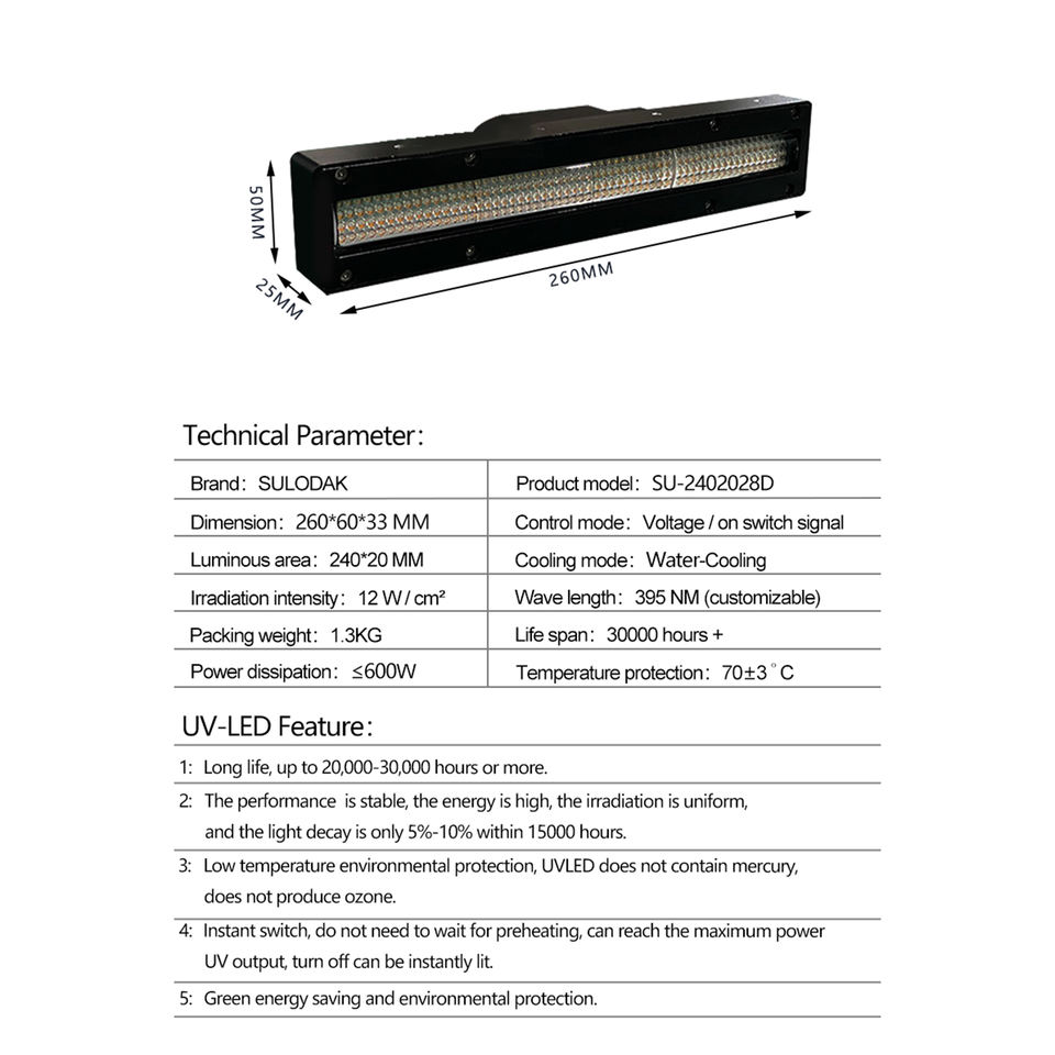 24020 mm UV led lamp for printer 1024i G5/G6 Paint Curing screen ...