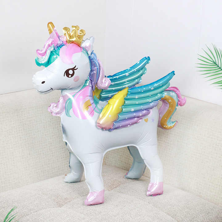 Large Standing Cartoon Unicorn Foil Balloons Happy Birthday Wedding ...