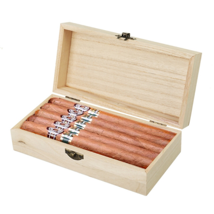 Solid Wood Rectangular Cigars Storage Box Retro Style Flip Type Cedar ...