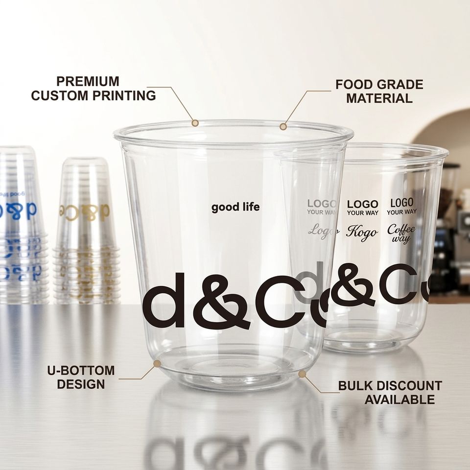 Custom Logo U Shape Plastic Cup for Wedding 14oz 16oz 24oz Frosted ...