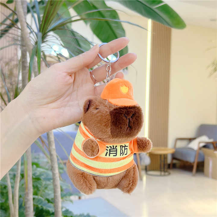 Custom Police Capybara Stuffed Toy Funny Plush Capybara Keychain ...