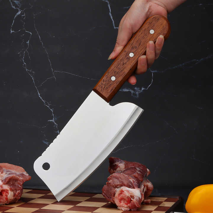 Chinese Cleaver with Secure Wood Handle Multi-Purpose Stainless Steel ...