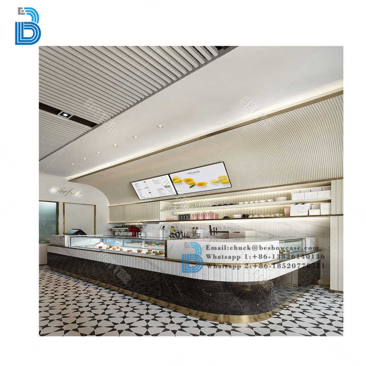 Wooden Bakery Shop Counter Design Customized Glass Showcase Display ...