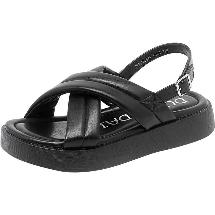 Dusto Korean Flat Soles Thick Soles Crossed Sandals One Line Buckle ...