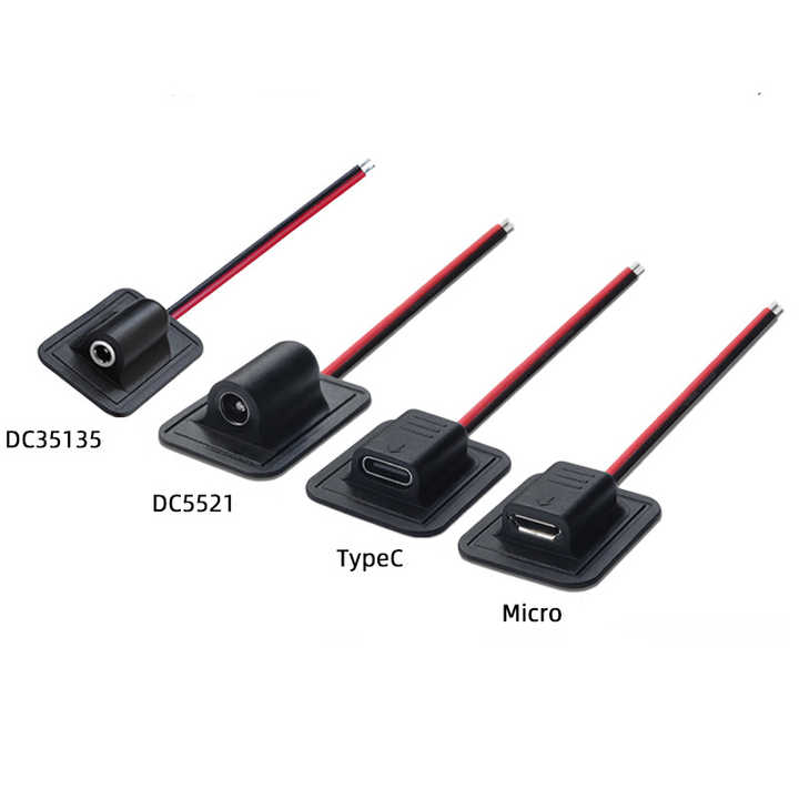 Female Connector Wire Connected to DC 5521 DC 35135 Micro Type C Plug ...
