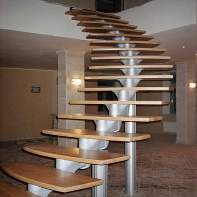 Luxury Rubber Wood Round Curved Stairs Design Indoor