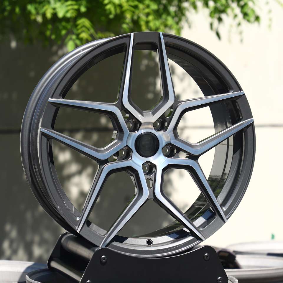 HTOR 20x9J 5-Hole 5x112 5x114.3 PCD Two Tone Matte Black Silver Multi ...