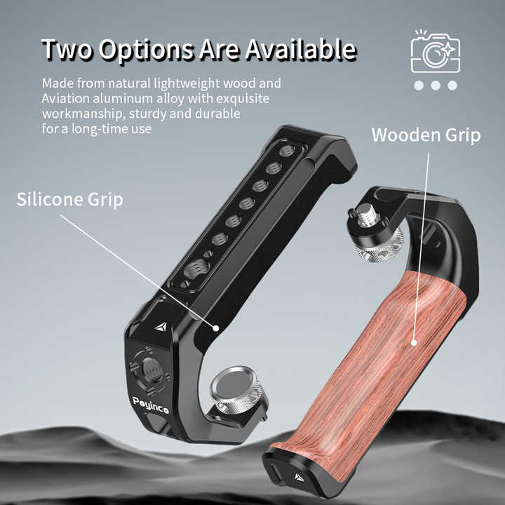 Universal Camera Top Handle with 3/8" ARRI Locating Pins Camera Cage Wooden Top Handgrip with ...