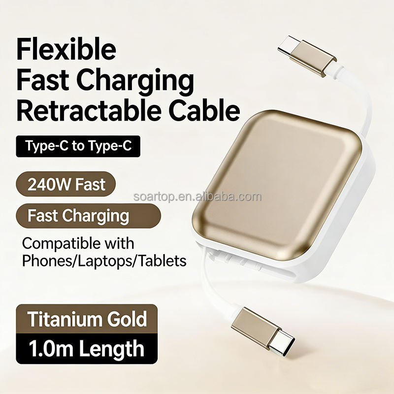 240W Fast Charging Retractable Usbc Charging Cable with High-Speed Data ...