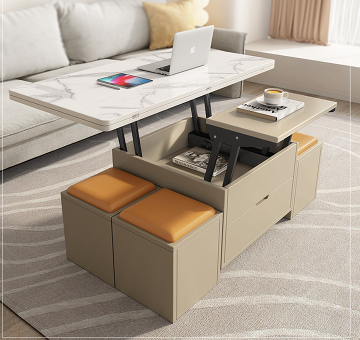 Solid wood lifting coffee table multifunctional dining table dual ...