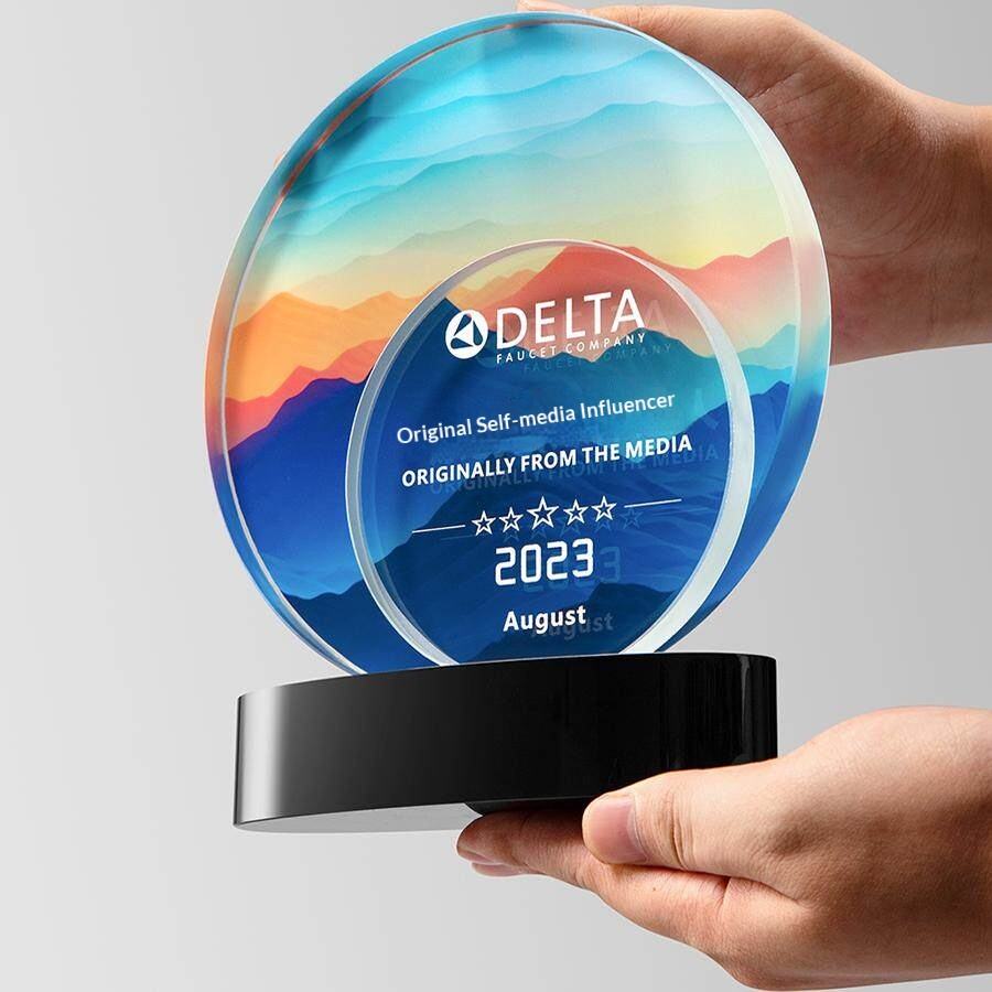 Vibrant Color Crystal Trophy S2026 | Customizable Champion Medal with ...