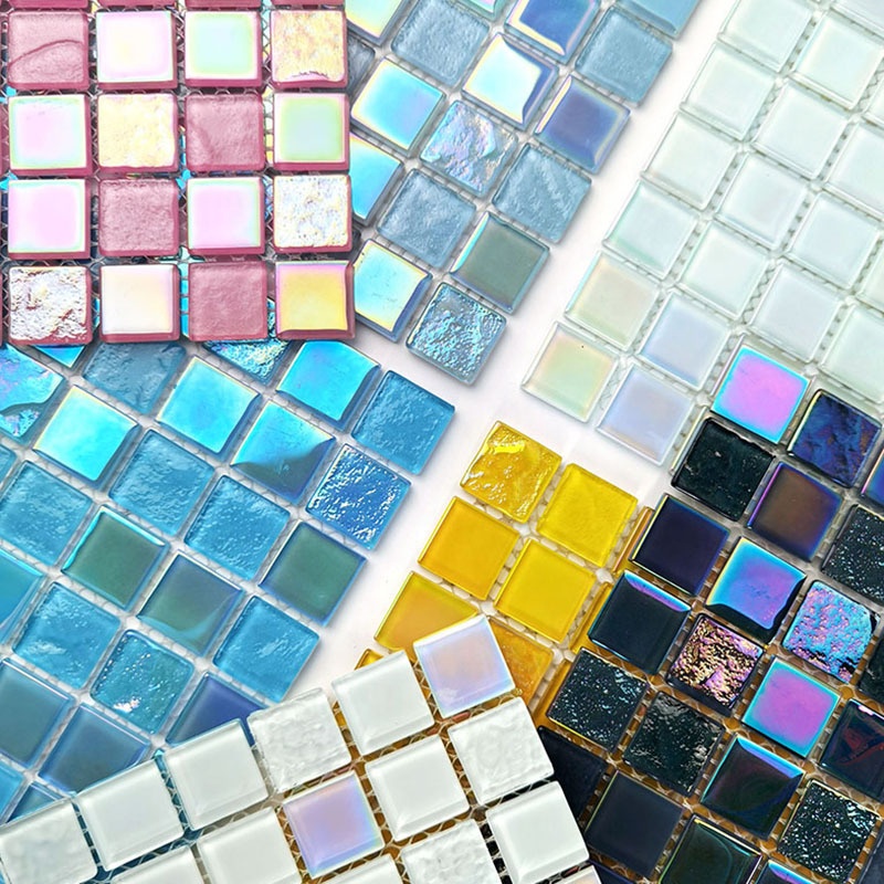 Iridescent Glass Mosaic Tiles - Durable & Elegant Pool Decor