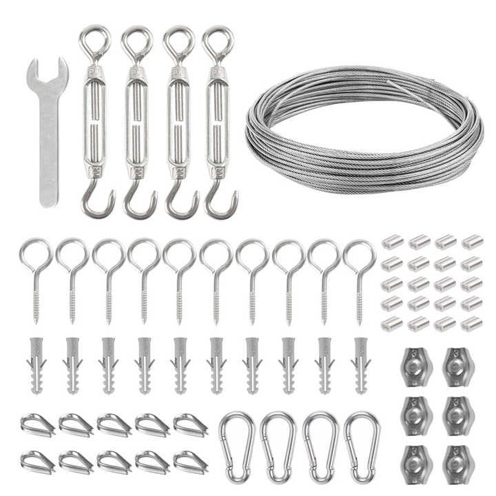 35m/2mm Stainless Steel Wire Rope PVC Coated Cable Kit