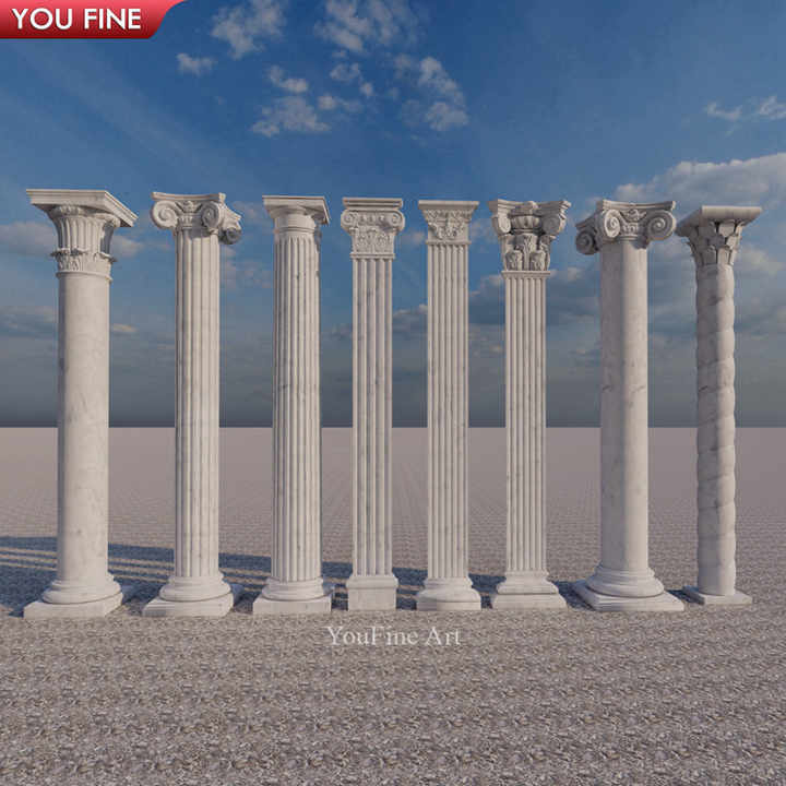 Outdoor Decoration White Natural Stone Pillar Marble Columns for Sale