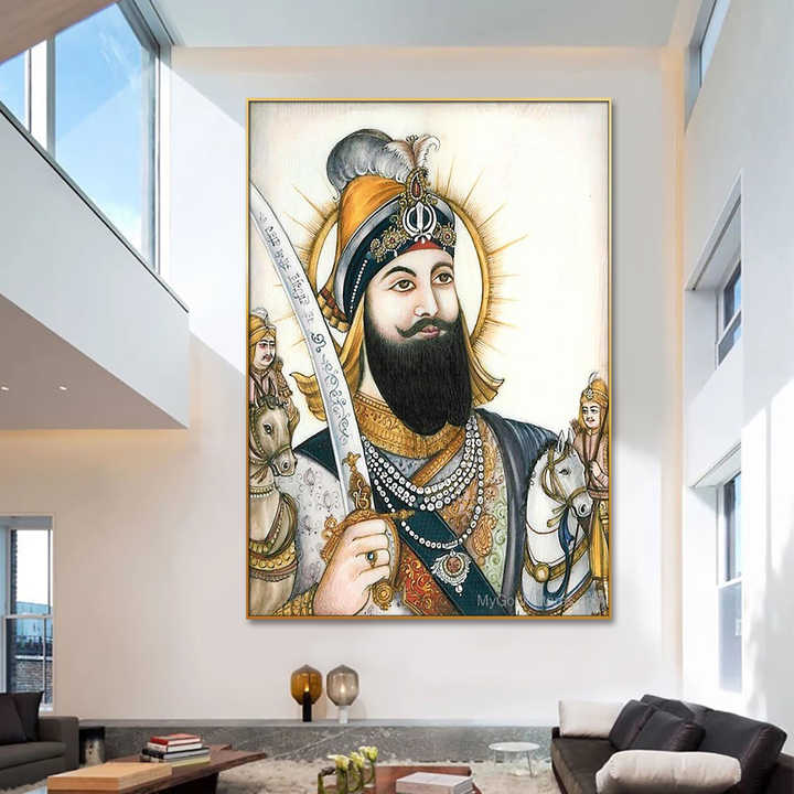 Huamiao Sikh Guru Gobind Singh Ji Frame Portrait Painting for Living ...