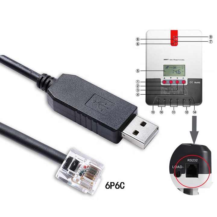 USB to RJ12 RJ11 6P6C RS485 Serial Converter Adapter Cable for ...