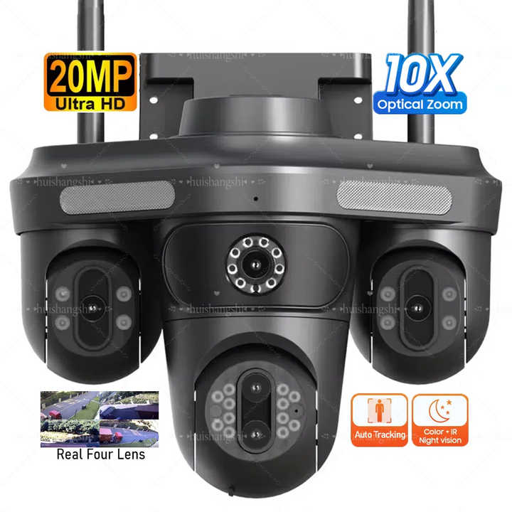 4lens 4screens 10X Optical Zoom Camera - Ultra HD Surveillance