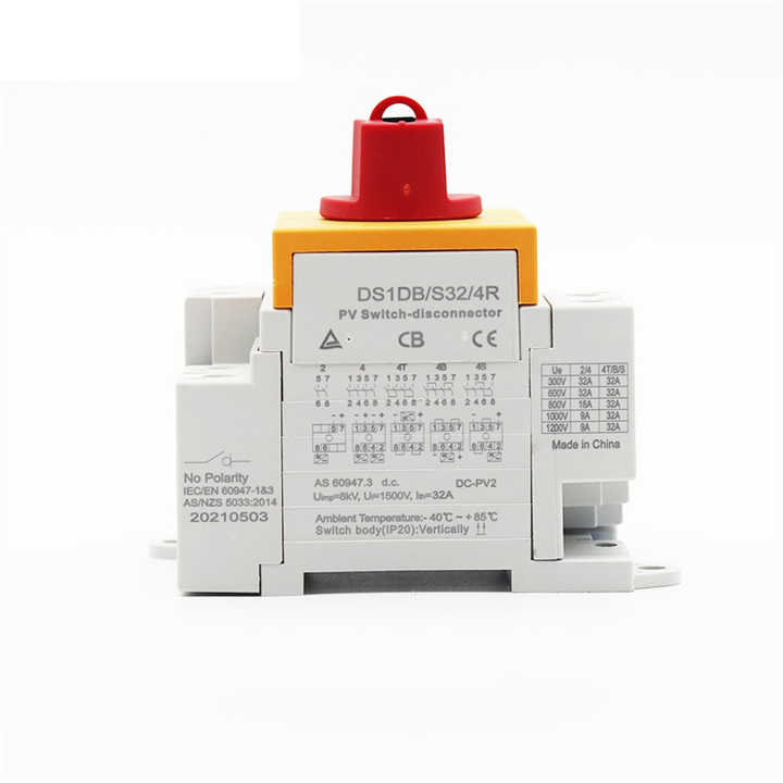 3 Phase 4P Hole Mounting 32a DC Isolator Switches 1000v With TUV SAA ...