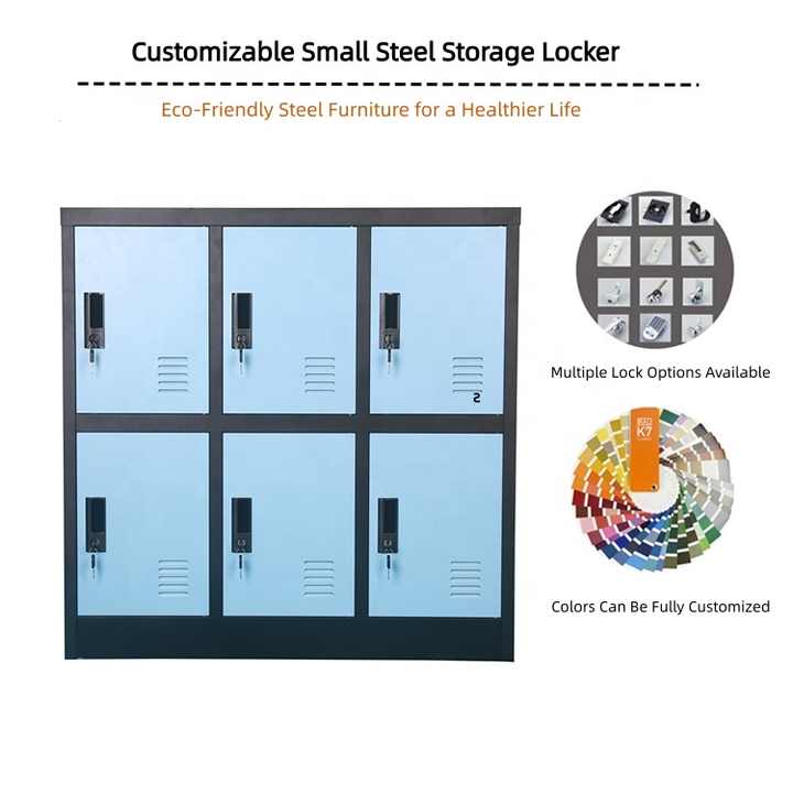 Half High 6 Doors Metal Locker Cabinet Steel Storage Locker with Lock ...