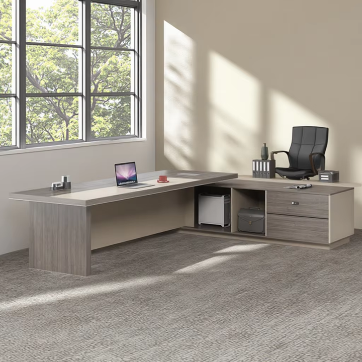 Modern Luxury L-Shaped Boss Desk Executive Office Wood Modular Computer ...
