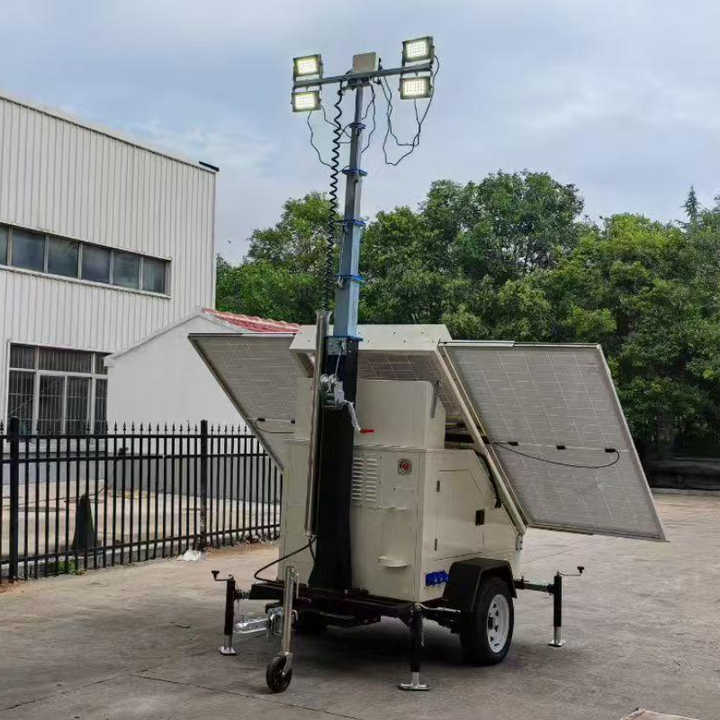 Portable Solar LED Light Tower for Mobile Outdoor Work Telescopic Mast ...