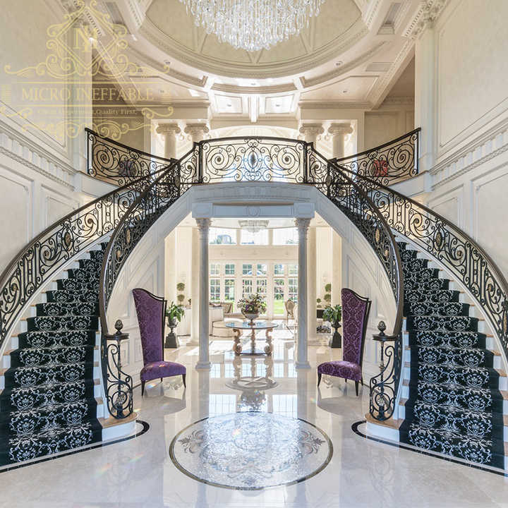Hotel Luxury Splendid Style Double Staircase Handrails