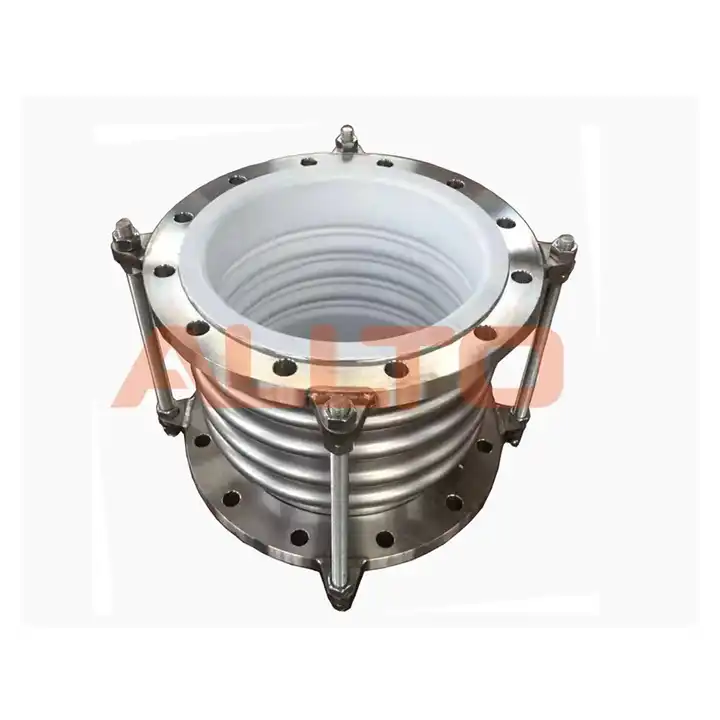 Flange Connected Axial Metal Compensator Full PTFE Lined Rubber ...
