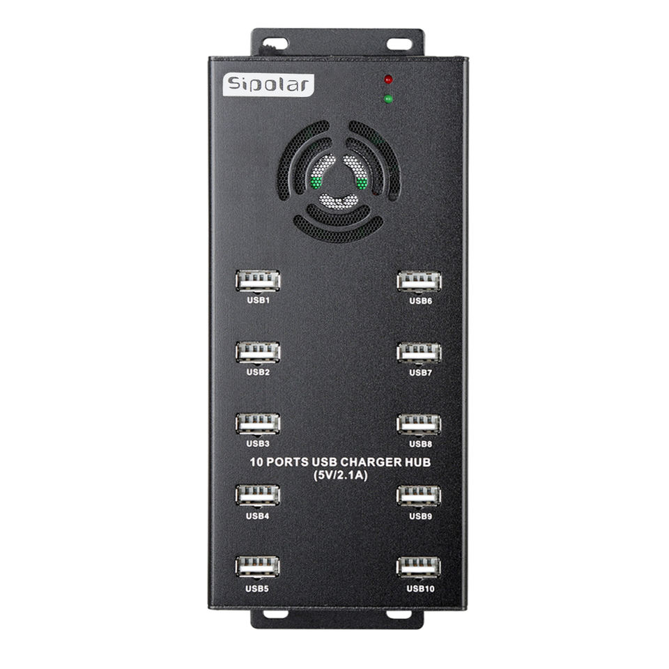 Sipolar Metal Case 10 Port USB Charging Hub with LED Indicator for ...
