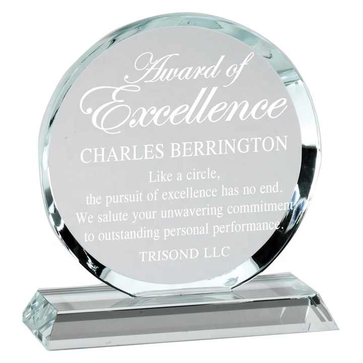 Cheap Employee Recognition - Circle Crystal Plate Award