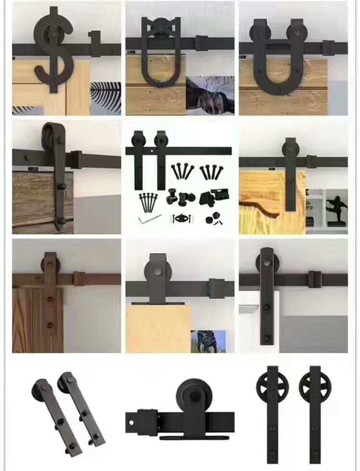 5-16FT Farmhouse Modern Brass Sliding Barn Door Hardware Basic Black ...