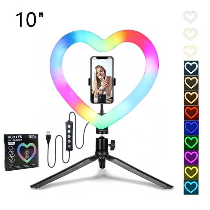 6-10-13inch Led Fill Light Heart Shaped Selfie 6-10-13inch beauty RGB ...
