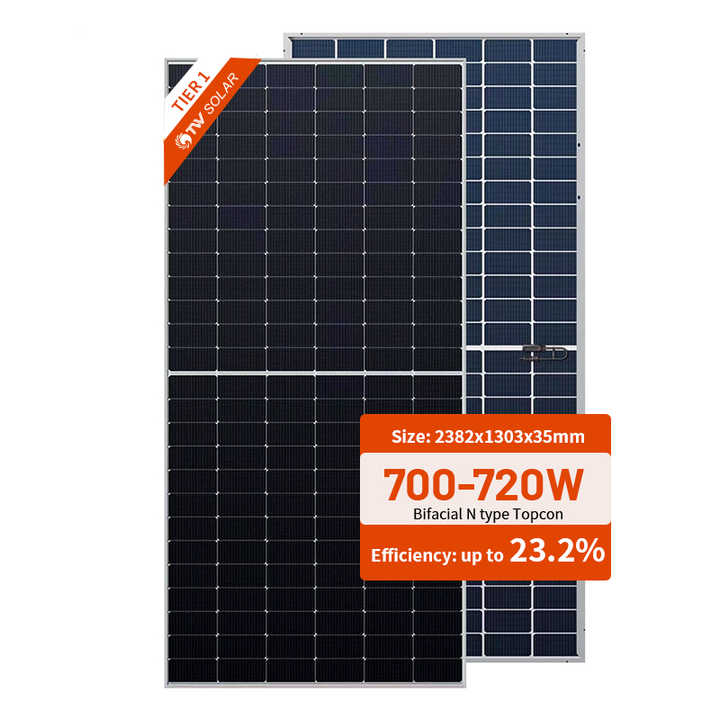 Tier 1 tw แผงโซลาร์เซลล์แบบ bifacial 700W 705W 710W 715W 720W ชนิด toppon สำหรับใช้ในเชิงพาณิชย์ ...
