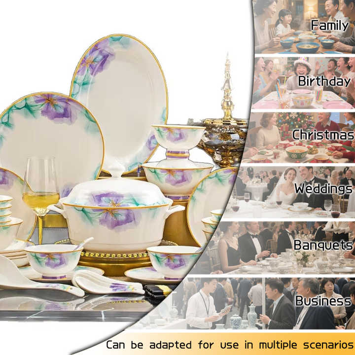 Custom Logo Bone China Dinnerware Sets Classic Household Ceramic ...