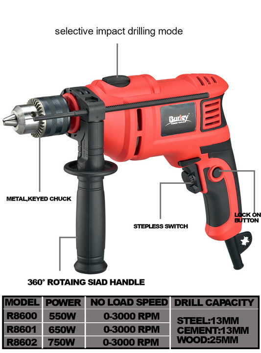 Burley 650W Electric Hand Impact Drill - Versatile & Powerful
