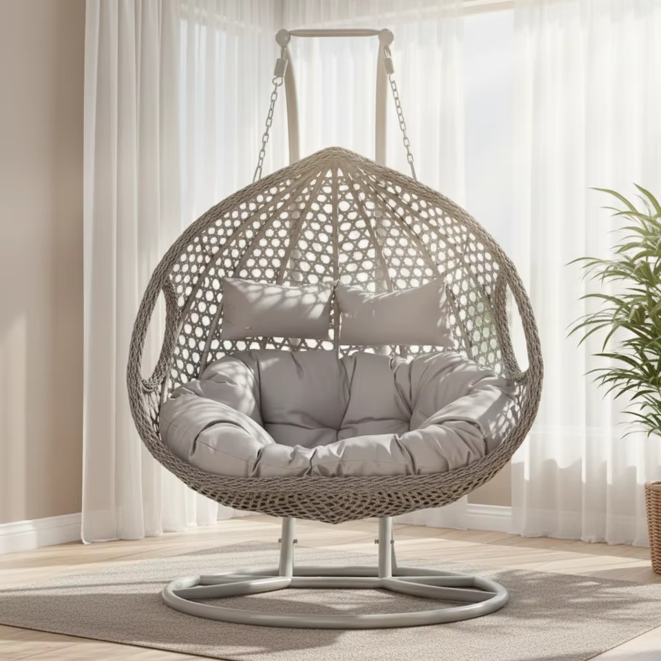 Two Seats Durable Outdoor Hanging Water Drop Chair Wicker Swing Chair ...