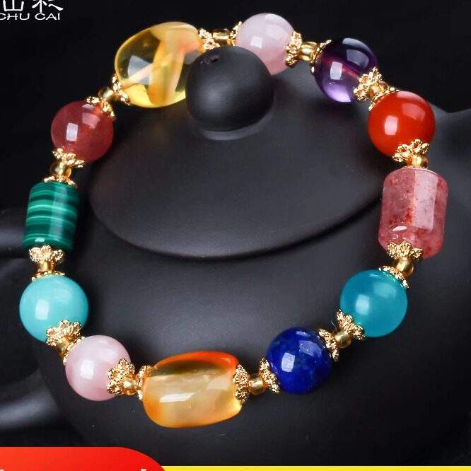 Original Duobao Tungsten Agate Beaded Bracelet with Beeswax Custom-Made ...