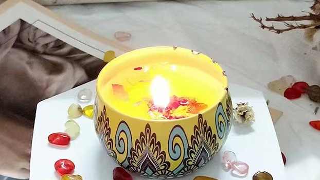 Luxury Scented Candle No Label Flower Soy Wax Small Round Candles with ...