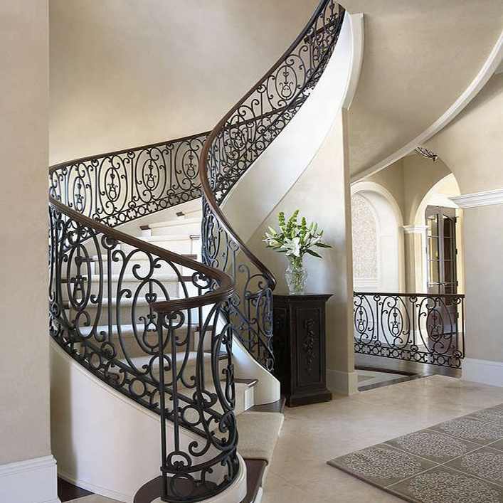 Curved Shape Steel Bar Spiral Staircase Design for Villa
