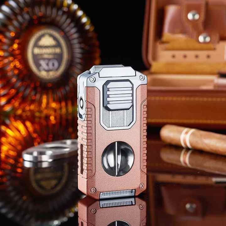 New 5-in-1 Lighter Cigar Lighter V Cutter with Cigar Triple Flame Cigar ...