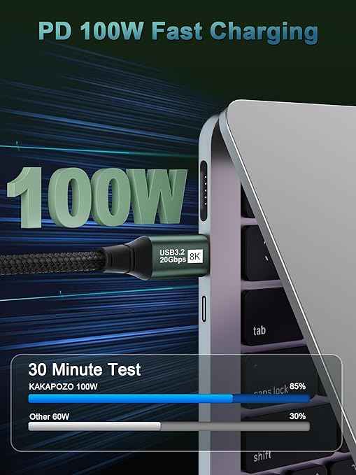 5A 100W Type C PD Fast Charging Cable 8K High-Definition Video for ...