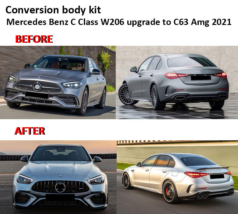 C63 AMG Body Kit for Mercedes-Benz C-Class W206 2021+, Includes Bumpers ...