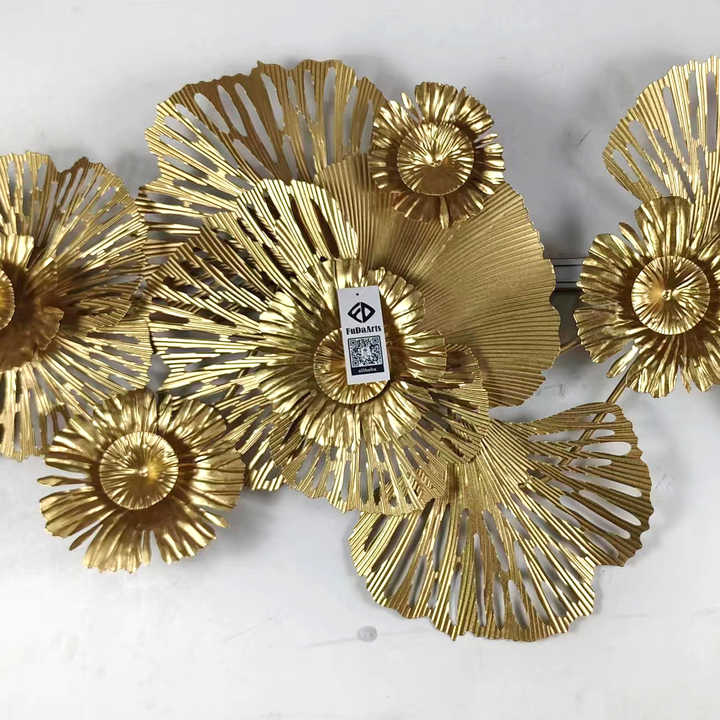 133x64cm Modern Luxury Home Decor - 3D Gold Flower Metal Art