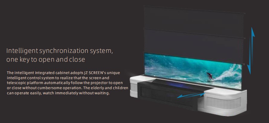 92 Inch Ultra Short Throw Motorized Floor Rising Projector Screen With ...