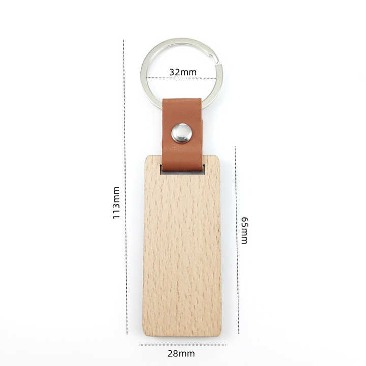 Custom Engraved Logo Leather Wooden Keychains Men Fashion Brown ...