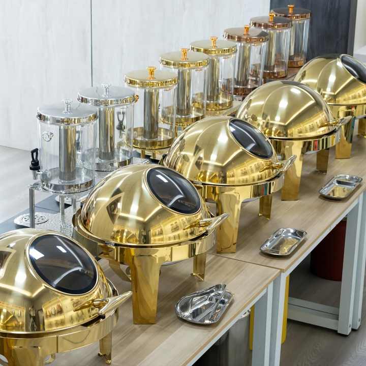 Luxury Gold Roll Top Chafing Dishes - Perfect for Catering